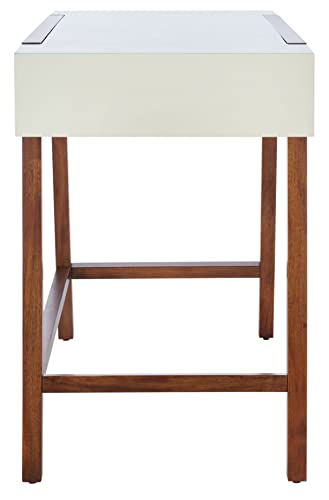 SAFAVIEH Home Collection Marwood Mid-Century Modern White/Brown Desk, Medium