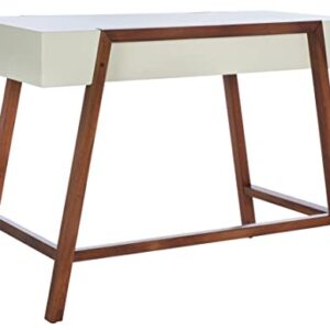 SAFAVIEH Home Collection Marwood Mid-Century Modern White/Brown Desk, Medium