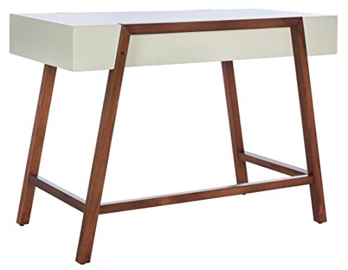 SAFAVIEH Home Collection Marwood Mid-Century Modern White/Brown Desk, Medium