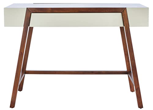 SAFAVIEH Home Collection Marwood Mid-Century Modern White/Brown Desk, Medium