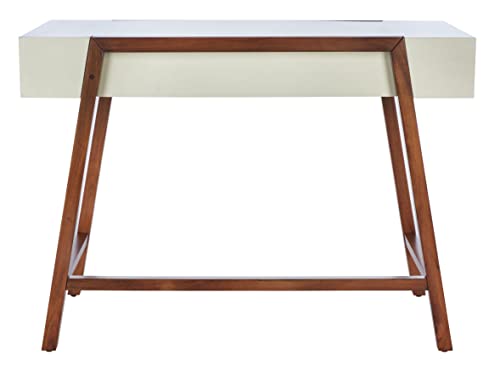 SAFAVIEH Home Collection Marwood Mid-Century Modern White/Brown Desk, Medium