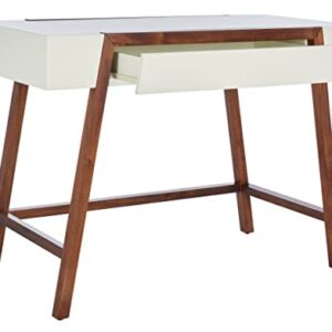 SAFAVIEH Home Collection Marwood Mid-Century Modern White/Brown Desk, Medium