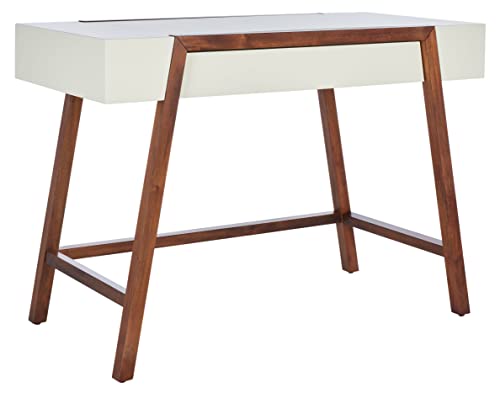 SAFAVIEH Home Collection Marwood Mid-Century Modern White/Brown Desk, Medium