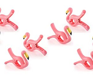 4 Pairs (8 Ct) Pink Flamingo Style Beach Towel Holders, Clips, Beach, Patio or Pool Accessories, Portable Towel Clips, Chip Clips, Secure Clips ( 4 Set Per Order )