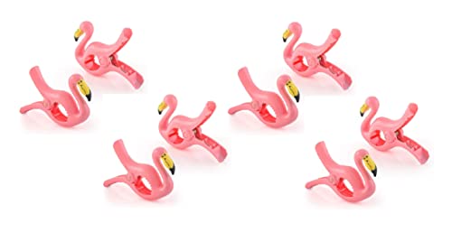 4 Pairs (8 Ct) Pink Flamingo Style Beach Towel Holders, Clips, Beach, Patio or Pool Accessories, Portable Towel Clips, Chip Clips, Secure Clips ( 4 Set Per Order )