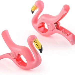 4 Pairs (8 Ct) Pink Flamingo Style Beach Towel Holders, Clips, Beach, Patio or Pool Accessories, Portable Towel Clips, Chip Clips, Secure Clips ( 4 Set Per Order )