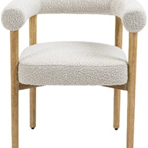 Meridian Furniture Hyatt Collection Mid-Century Modern Dining Chair, Solid Wood Finish, Rich Boucle Fabric, 26.5" W x 22" D x 28" H, Cream