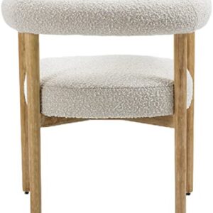 Meridian Furniture Hyatt Collection Mid-Century Modern Dining Chair, Solid Wood Finish, Rich Boucle Fabric, 26.5" W x 22" D x 28" H, Cream