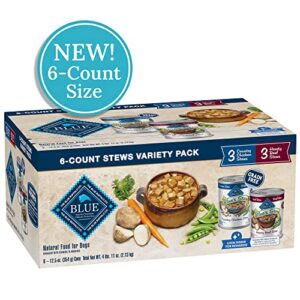 blue buffalo blue's stew chicken & beef in gravy wet dog food variety pack for adult dogs, grain-free, 12.5 oz. cans (6 pack)