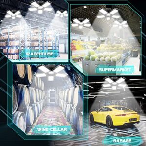 2 Pack LED Garage Lights, 160W 16500LM 6500K Deformable Garage Lights Ceiling LED Shop Lights for Garage with 5+1 Adjustable Panels for Garage Basement Workshop Support E26/E27 Screw Socket