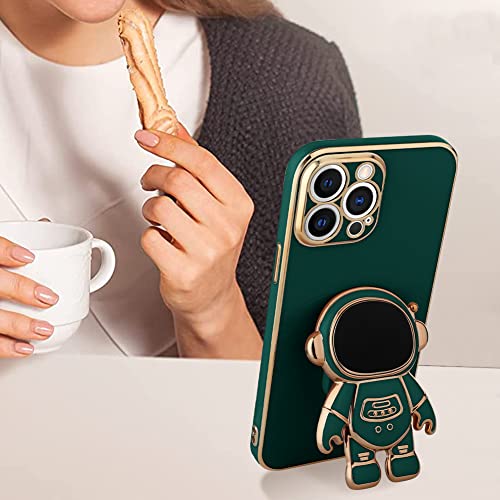 AIGOMARA 6D Astronaut iPhone 12 Pro Case - Hidden Stand, Camera Protector, Soft TPU Shockproof Bumper, Alpine Green