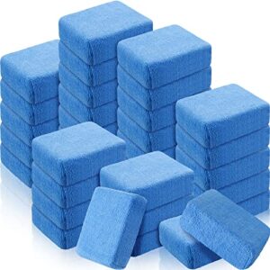 riakrum 32 pieces microfiber applicator pads detailing car wax applicator blue microfiber sponge for car ceramic coating applicator pad tire shine applicator car cleaning pad for applying wax foam