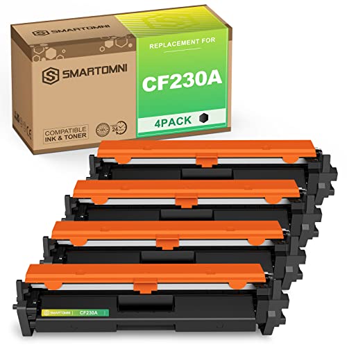 S SMARTOMNI CF230A Toner Cartridge Black Compatible Replacement for HP 30A 30X CF230X Toner Use for HP Pro M203dw M203d M203dn MFP M227fdw M227fdn M227sdn (4 Pack)