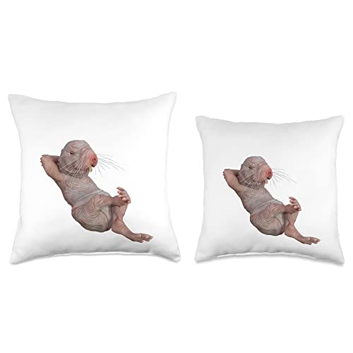 Clever Witty Mole Rat Designs Fun Ethiopia Kenya Somalia Africa Naked Mole-Rat Throw Pillow, 18x18, Multicolor