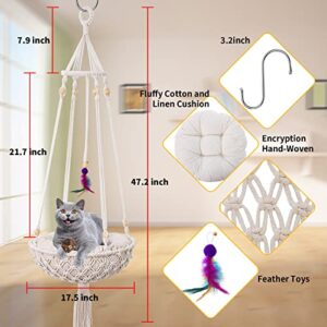 Cat Hammock, Handwoven Hanging Cat Bed Cat Window Perch Wall Hanging Cat Hammock Bed Cat Swing with Hanging Kit for Kitten Sleeping