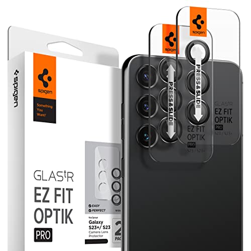 Spigen Camera Lens Screen Protector [Glas.tR EZ Fit Optik Pro] Designed for Galaxy S23 / Galaxy S23 Plus [2 Pack] - Black