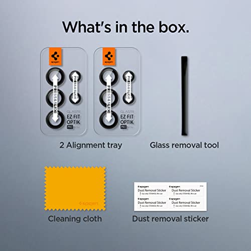 Spigen Camera Lens Screen Protector [Glas.tR EZ Fit Optik Pro] Designed for Galaxy S23 Ultra - Black [2 Pack]