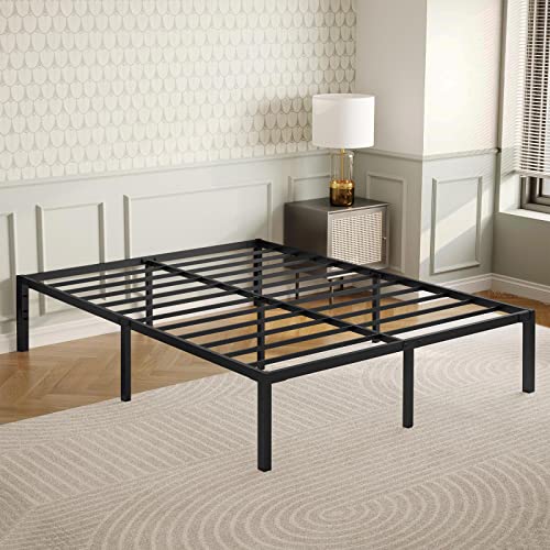 FALOIC Full Size Bed Frame 16 Inch Metal Black Platform Bed Full of Heavy Duty Noise Free, No Box Spring Needed, Easy Assembly Mattress Foundation…