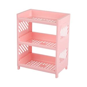 todozo bathroom supplies storage three tier shelf bedroom finishing rack bathroom shelf kitchen bathroom decorations (pink, one size)