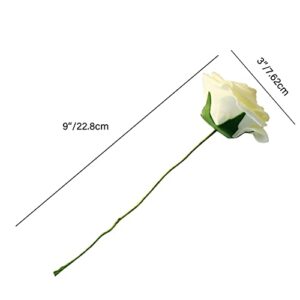 Mandy's 25pcs Ivory Artificial Rose Foam Flowers with Stem for Mother's Day DIY Wedding Bouquets Bridal Shower Centerpieces Party Home Decor