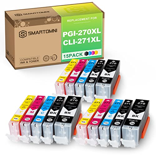 S SMARTOMNI PGI270XL CLI271XL Compatible Ink Cartridges Replacement for Canon 270XL 271XL PGI-270XL CLI-271XL use for Canon PIXMA MG5720 MG5721 MG5722 MG6820 MG6821 MG6822 TS6020 TS5020(15 Pack)