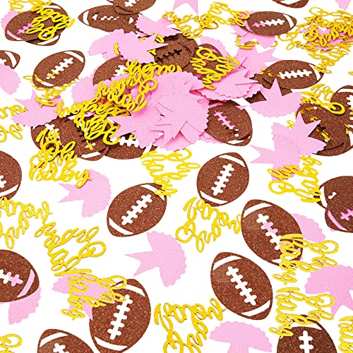 300 Counts Gender Reveal Confetti Baby Touchdowns or Tutus Table Confetti Football Confetti Red and Gold Summer Confetti Sprinkle Paper Scatter Girl Gender Reveal Party Decorations (Football)