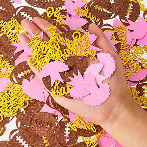 300 Counts Gender Reveal Confetti Baby Touchdowns or Tutus Table Confetti Football Confetti Red and Gold Summer Confetti Sprinkle Paper Scatter Girl Gender Reveal Party Decorations (Football)