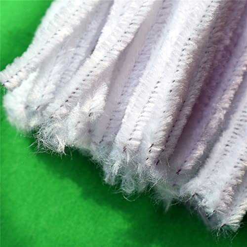 White Pipe Cleaners Chenille Stems 200 Pieces for DIY Art Craft Decorations Creative (0.24 x 12 Inch)