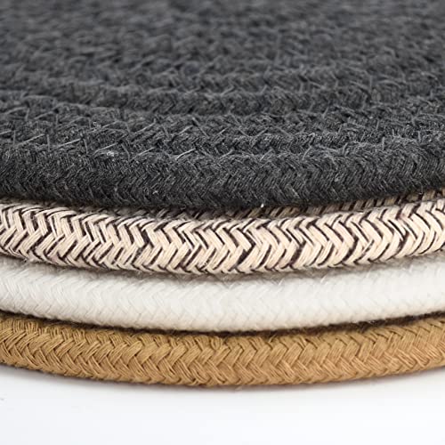 ABenkle Potholders Set of 2, 100% Cotton Rope Woven Hot Pot Holders, Round Coasters Hot Pads Mats Placemats Table Mats, Spoon Rest for Kitchen Table Cooking, Baking - 7 Inches, Mixed Brown