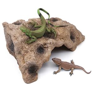 flushbay reptile rock hide cave resin large reptile hideouts habitat cave terrarium decorations for bearded dragon lizards geckos leopard chameleons frogs turtles snakes