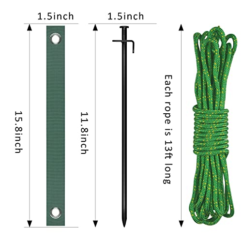 FCENDS Tree Stake Kit, Heavy Duty Anchor Support Kit for Young Trees Against Bad Weather, Tree Straightening Kit Include 3Pcs Tree Straps, 3Pcs 11.8 in Metal Stakes, 3Pcs Ropes