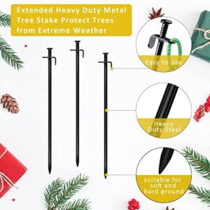 FCENDS Tree Stake Kit, Heavy Duty Anchor Support Kit for Young Trees Against Bad Weather, Tree Straightening Kit Include 3Pcs Tree Straps, 3Pcs 11.8 in Metal Stakes, 3Pcs Ropes