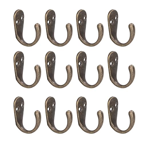 Pssopp 20Pcs Vintage Wall Hooks Bronze Zinc Alloy Hat Wall Mounted Hook Wall Mounted Clothes Hooks for Clothes, Hat, Scarf, Bag, Towel, Key, Cup