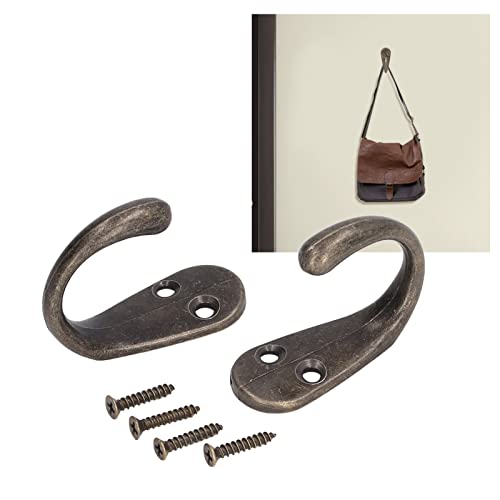 Pssopp 20Pcs Vintage Wall Hooks Bronze Zinc Alloy Hat Wall Mounted Hook Wall Mounted Clothes Hooks for Clothes, Hat, Scarf, Bag, Towel, Key, Cup