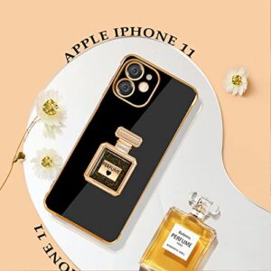 Buleens for iPhone 11 Case with Metal Perfume Bottle Mirror Stand, Cute Women Girly Heart Cases for iPhone 11 Phone Case, Elegant Luxury Phone Cover for 11 Phone Case 6.1'' Black