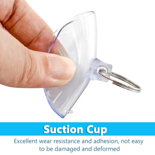 Biaungdo 50mm/2" Suction Cup with Ring, 12 Pcs Clear Key Ring Suction Cups Sucker Suction Hook for Window, Kitchen, Wall Glass Hook Hanger