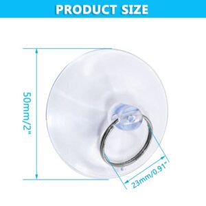 Biaungdo 50mm/2" Suction Cup with Ring, 12 Pcs Clear Key Ring Suction Cups Sucker Suction Hook for Window, Kitchen, Wall Glass Hook Hanger