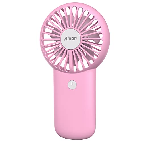 Aluan Handheld Fan Powerful Personal Mini Portable Speed Adjustable Battery Operated USB Rechargeable Eyelash Fan for Kids Women Men Indoor Outdoor Travel Cooling, Pink