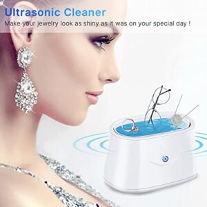 Ultrasonic Jewelry Cleaner - Silver Jewelry Cleaner Ultrasonic Machine for All Jewelry Professional Home Ultrasonic Cleaner Machine for Rings Eyeglasses Watches Ring Cleaner Dentures Coins Tools