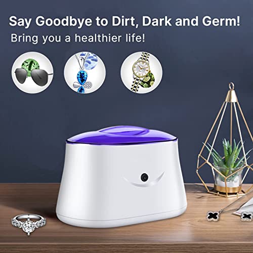 Ultrasonic Jewelry Cleaner - Silver Jewelry Cleaner Ultrasonic Machine for All Jewelry Professional Home Ultrasonic Cleaner Machine for Rings Eyeglasses Watches Ring Cleaner Dentures Coins Tools