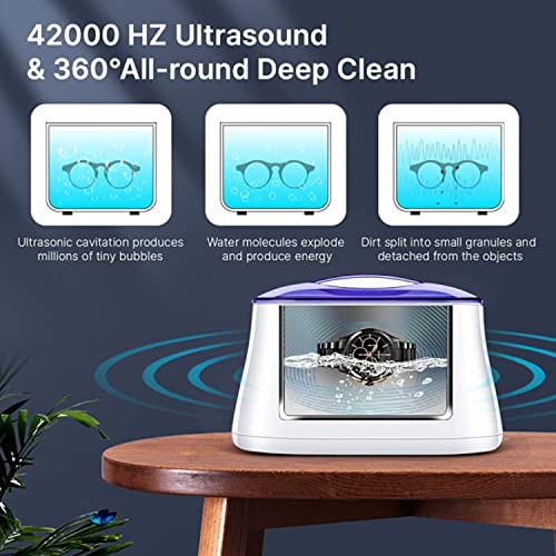 Ultrasonic Jewelry Cleaner - Silver Jewelry Cleaner Ultrasonic Machine for All Jewelry Professional Home Ultrasonic Cleaner Machine for Rings Eyeglasses Watches Ring Cleaner Dentures Coins Tools