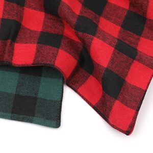 2 Pack Dog Bandana Christmas Pet Triangle Classic Plaid Scarves Thanksgiving Dog Scarfs for Small Medium Large Dogs Adjustable Dogs Bibs Scarfs for Girl and Boy(Large, Green Grid and Red Grid)