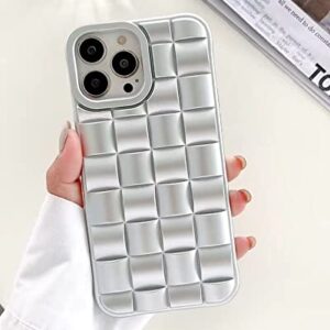 Ginkgonut Compatible with iPhone 14 Pro Max Case for Women/Girls, Cute 3D Laid Desgin Soft Silicone Shockproof Raised Bumper Corners Case for iPhone 14 Pro Max（Silver）