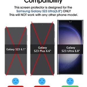 amFilm Compatible with Samsung Galaxy S23 Ultra Screen Protector Tempered Glass and Camera Lens Protector 5G 6.8 inch, Fingerprint Sensor Compatible, UV Gel Adhesive Installation(2 Pack)