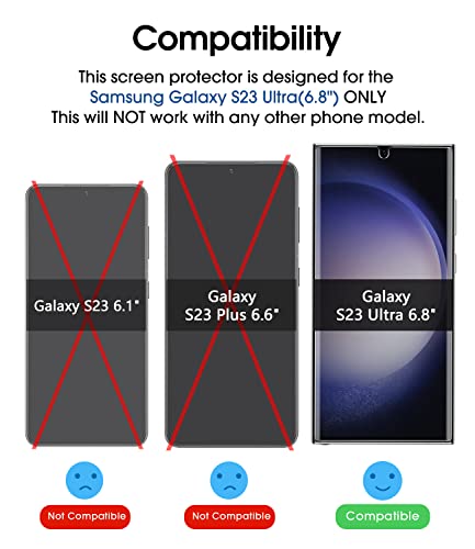 amFilm Compatible with Samsung Galaxy S23 Ultra Screen Protector Tempered Glass and Camera Lens Protector 5G 6.8 inch, Fingerprint Sensor Compatible, UV Gel Adhesive Installation(2 Pack)