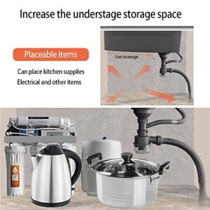 BLIOTE Stainless Steel Waterfall Kitchen Sink 30"x 18" with Knife Holder Large Single Slot Platform Upper and Lower Pot Washing Pot Set (Dark grey)