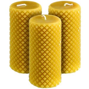 3 pcs diamond pillar candles 2 x 4 inch yellow 20hours burning handmade candles dripless pillar candle rustic diamond pillar candles for wedding christmas holidays spa church home decor