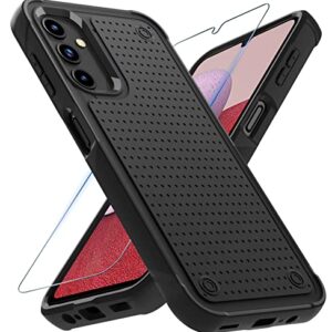 PULEN for Samsung Galaxy A14 5G Case with Screen Protector,PC+Soft Bumper Dual Layer [Military Grade][Non Slip Texture][Anti-Fingerprints] Heavy Duty Shockproof Protective Cover-Black