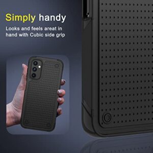 PULEN for Samsung Galaxy A14 5G Case with Screen Protector,PC+Soft Bumper Dual Layer [Military Grade][Non Slip Texture][Anti-Fingerprints] Heavy Duty Shockproof Protective Cover-Black