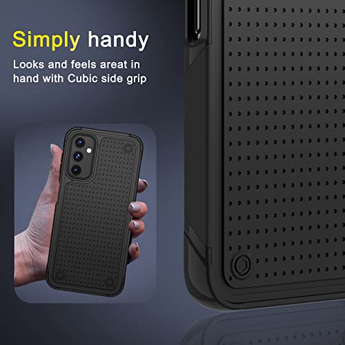 PULEN for Samsung Galaxy A14 5G Case with Screen Protector,PC+Soft Bumper Dual Layer [Military Grade][Non Slip Texture][Anti-Fingerprints] Heavy Duty Shockproof Protective Cover-Black